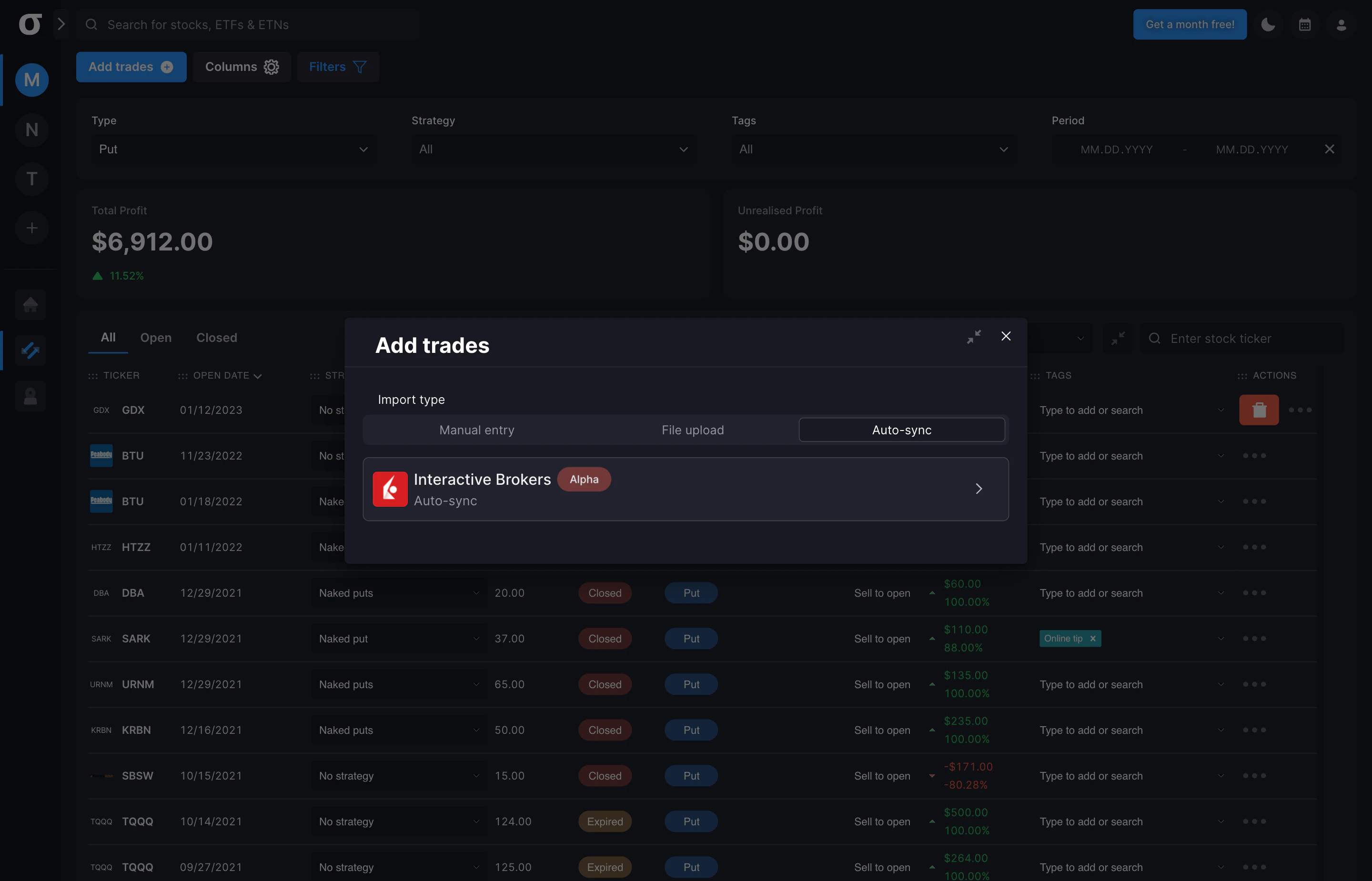 🤑 Option Tracker - Trading Journal - Stocks & Options