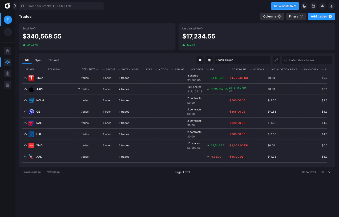 🤑 Option Tracker - Trading Journal - Stocks & Options