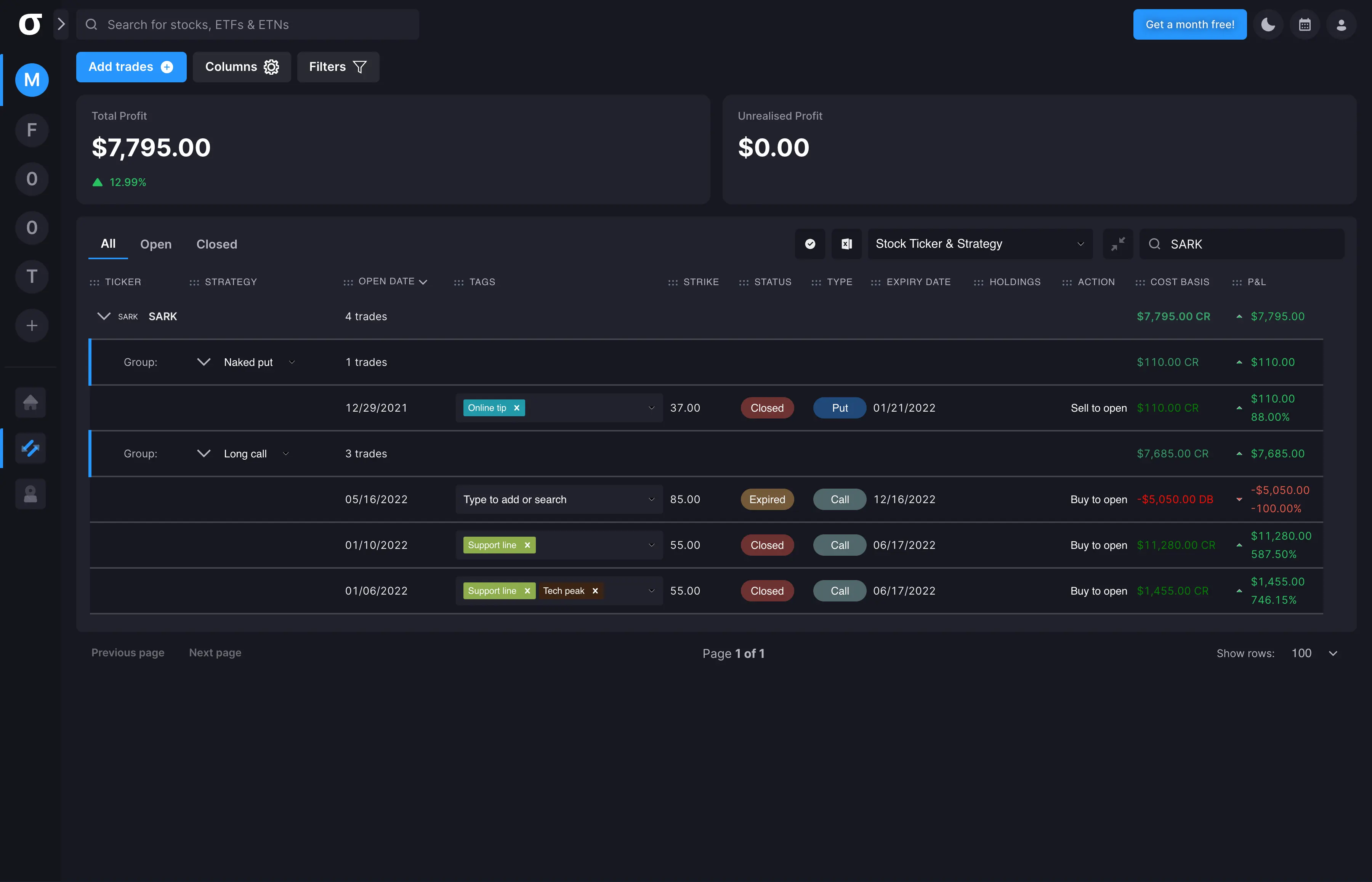 🤑 Option Tracker - Trading Journal - Stocks & Options