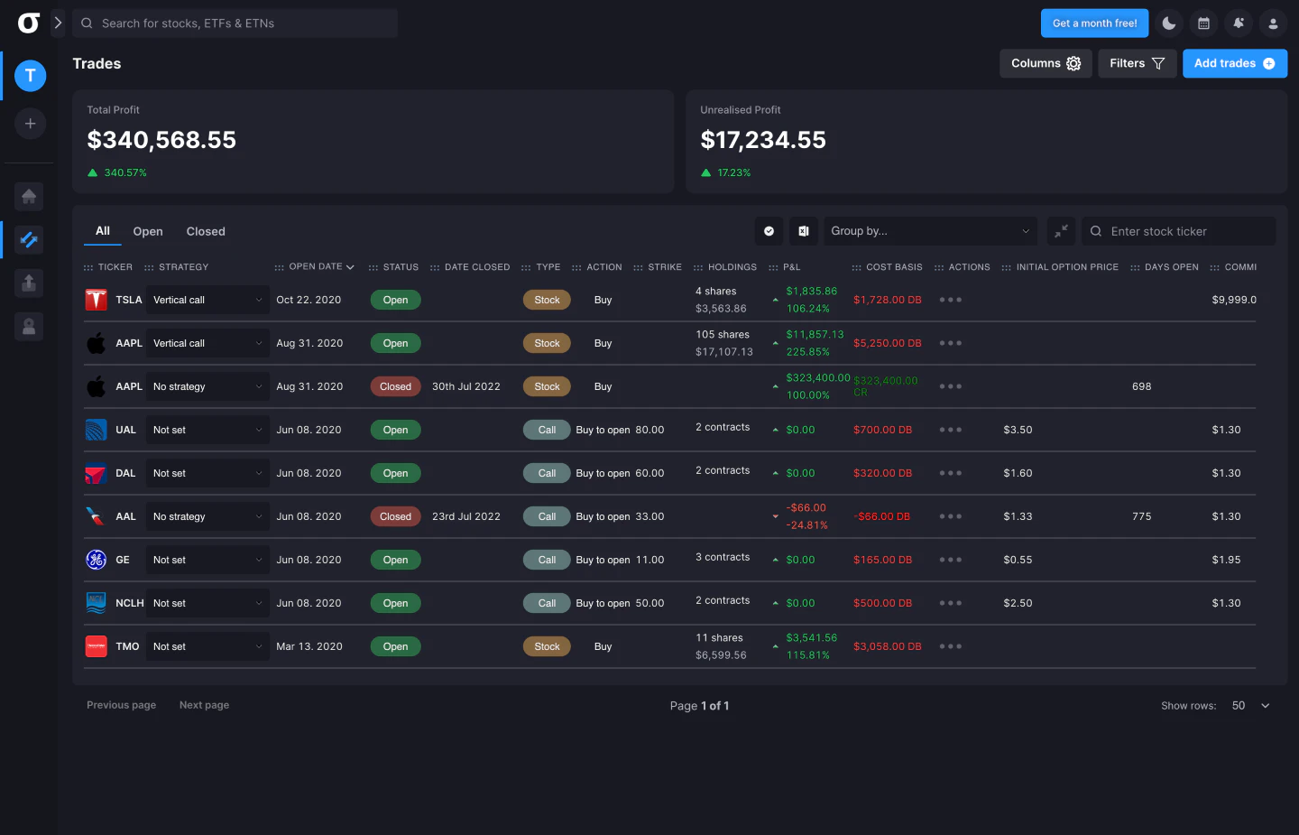 🤑 Option Tracker - Trading Journal - Stocks & Options